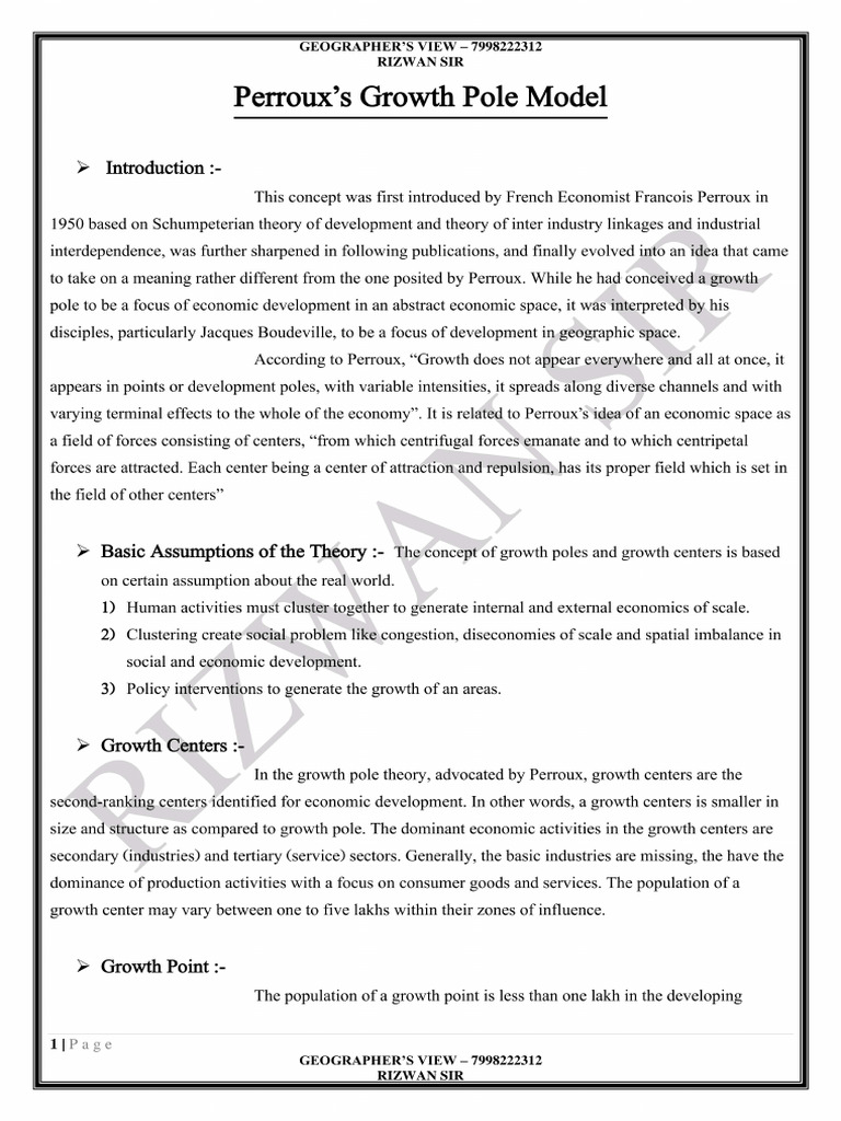 Perroux’s Growth Pole Model | PDF