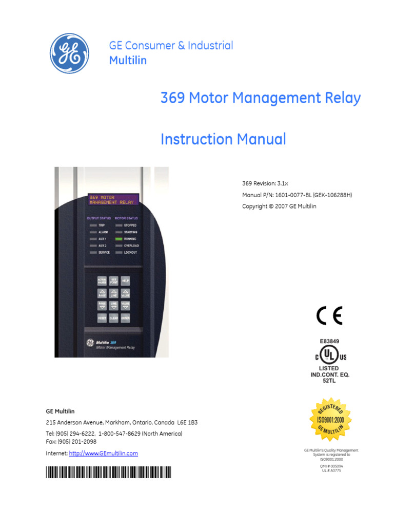 Relé 369 Gek-106288h | PDF | Relay | Electrical Engineering