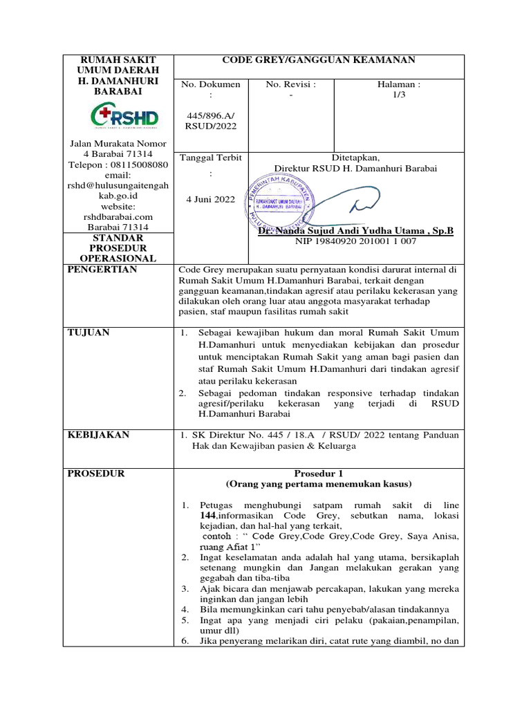 Spo HPK Code Grey - Ancaman Keamanan | PDF