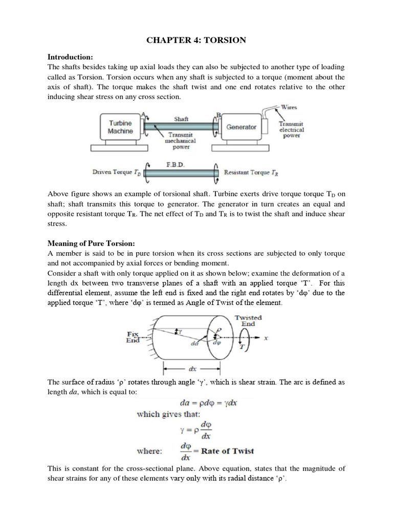 Ch.4 Torsion_NOTES | PDF | Stress (Mechanics) | Torque