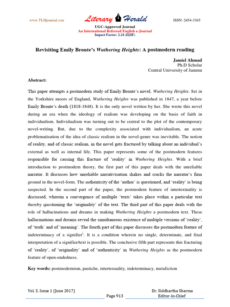Literary Herald Revisiting Emily Brontes | PDF | Heathcliff (Wuthering ...