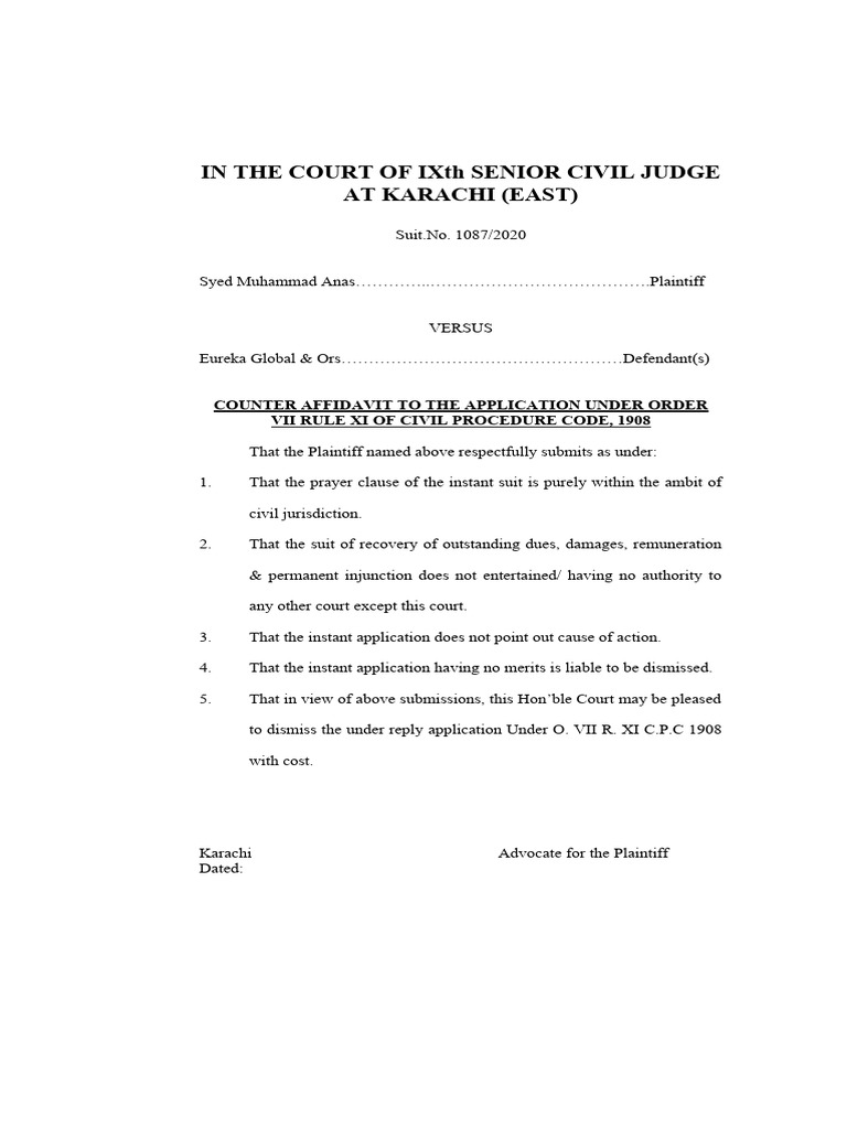 Counter Affidavit Anas | PDF | Lawsuit | Justice