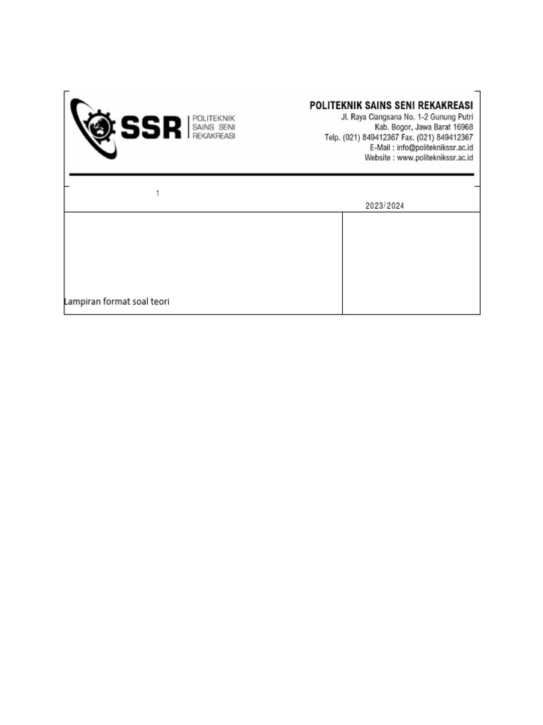 Soal UAS Politeknik SSR.docxDes 2023.docxa | PDF | Verb | Adverb
