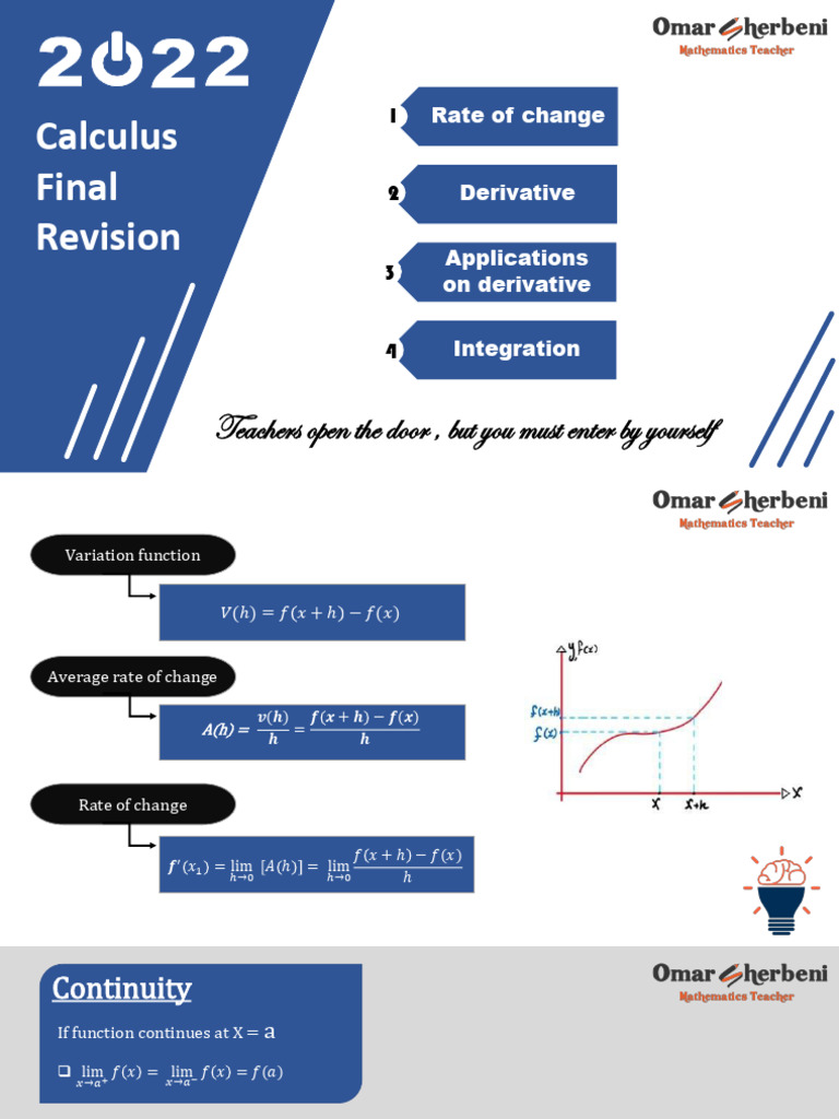 Secondary Two - Second Term - Calculus Final Revision | PDF | Derivative | Slope