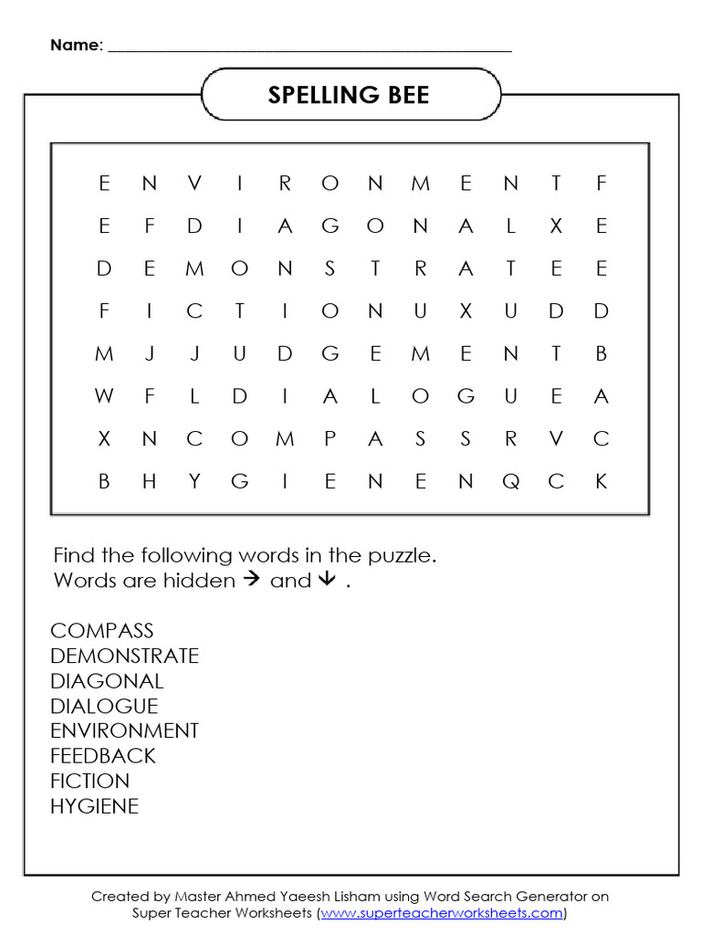Spelling Bee Word Search | PDF | Word Search | Puzzles