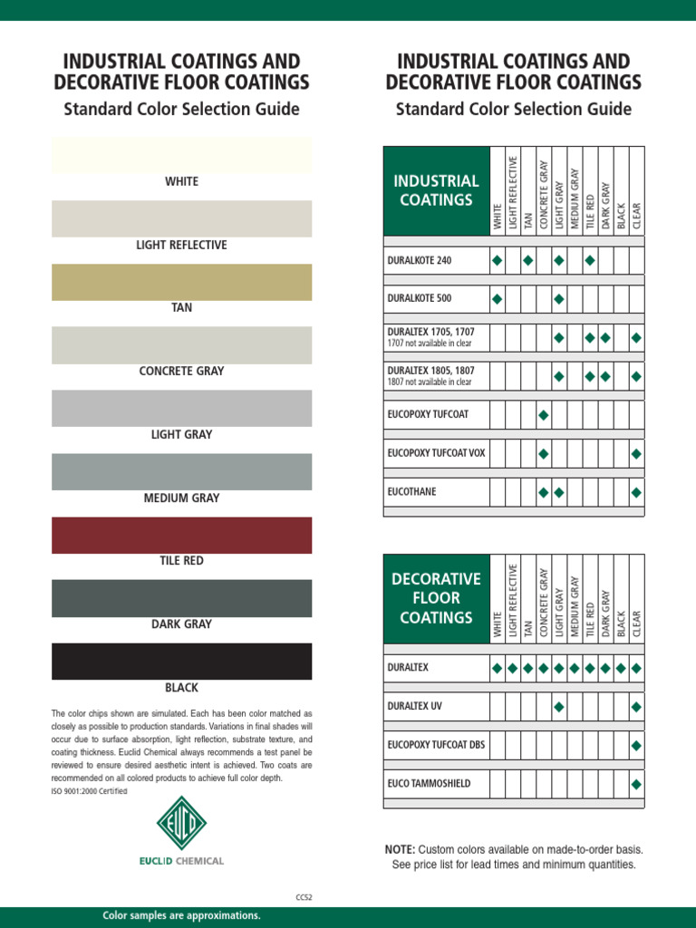 Indl and Deco Floor Coatings Color Chart CC52 | PDF | Coating | Color