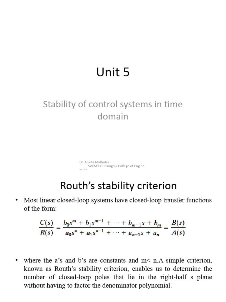 Unit 5 | PDF | Control Theory | Applied Mathematics