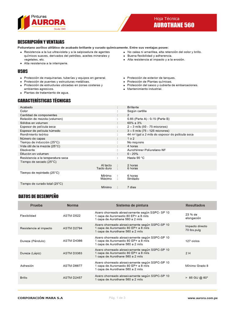 HT Aurothane 560 | PDF | Acero | Pintar