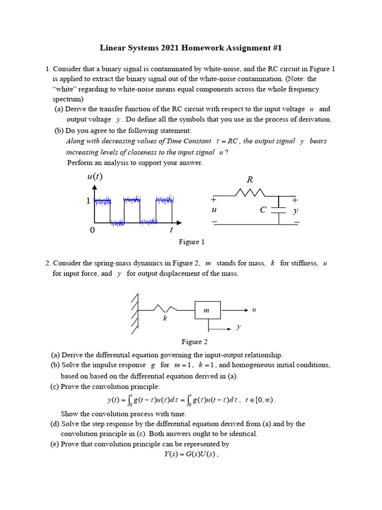 Linear Systems HW #1 2021 | PDF | Stability Theory | Laplace Transform