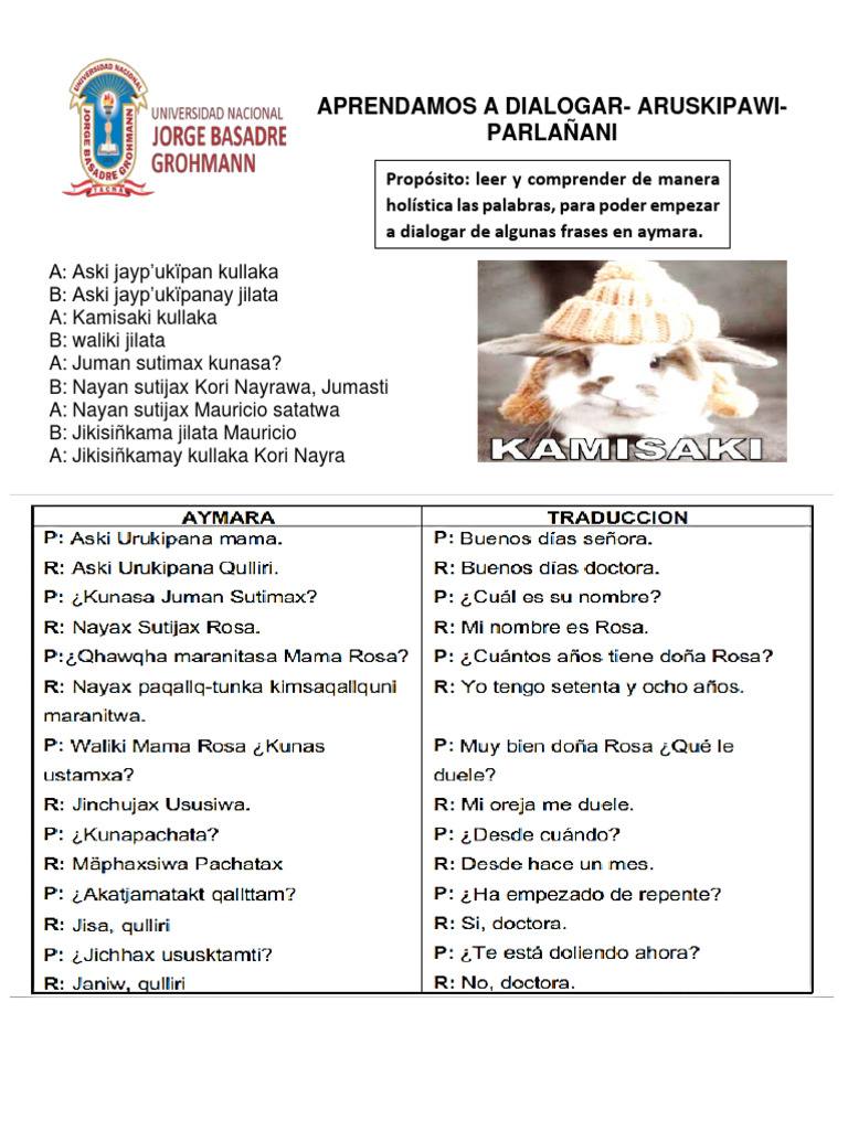 Semana 9- Diálogos en Aymara | PDF