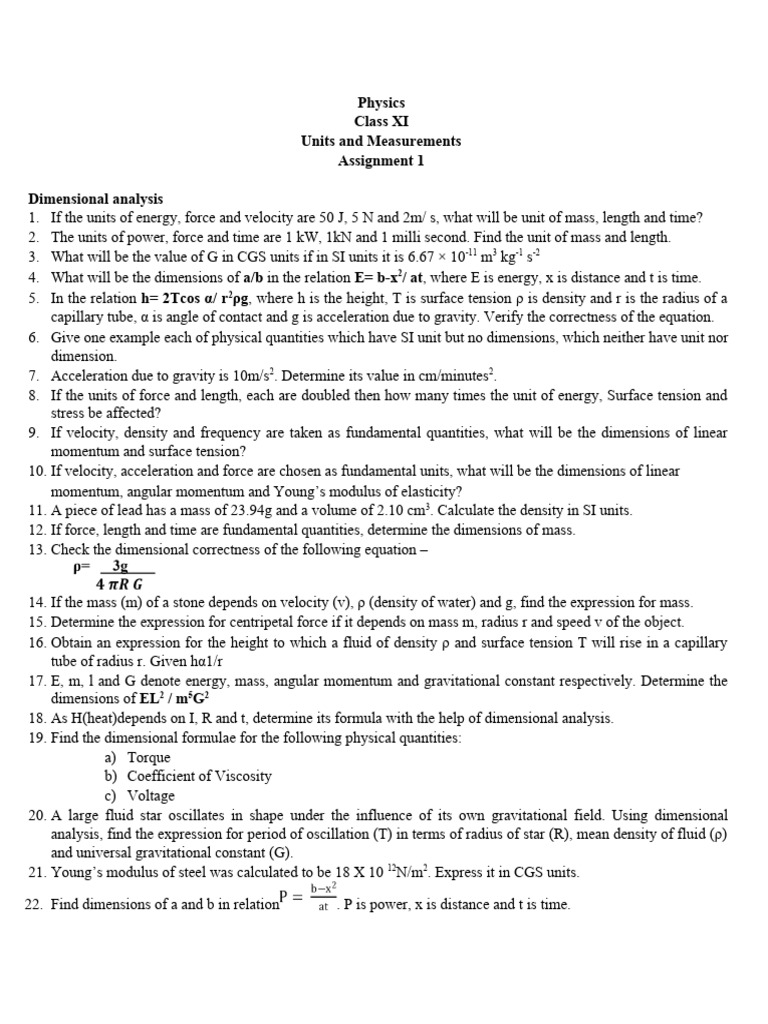 Class XIunits and Dimensions | PDF | Force | Momentum