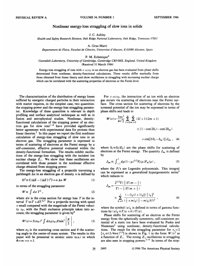 Ashley 1986 | PDF | Density Functional Theory | Electron