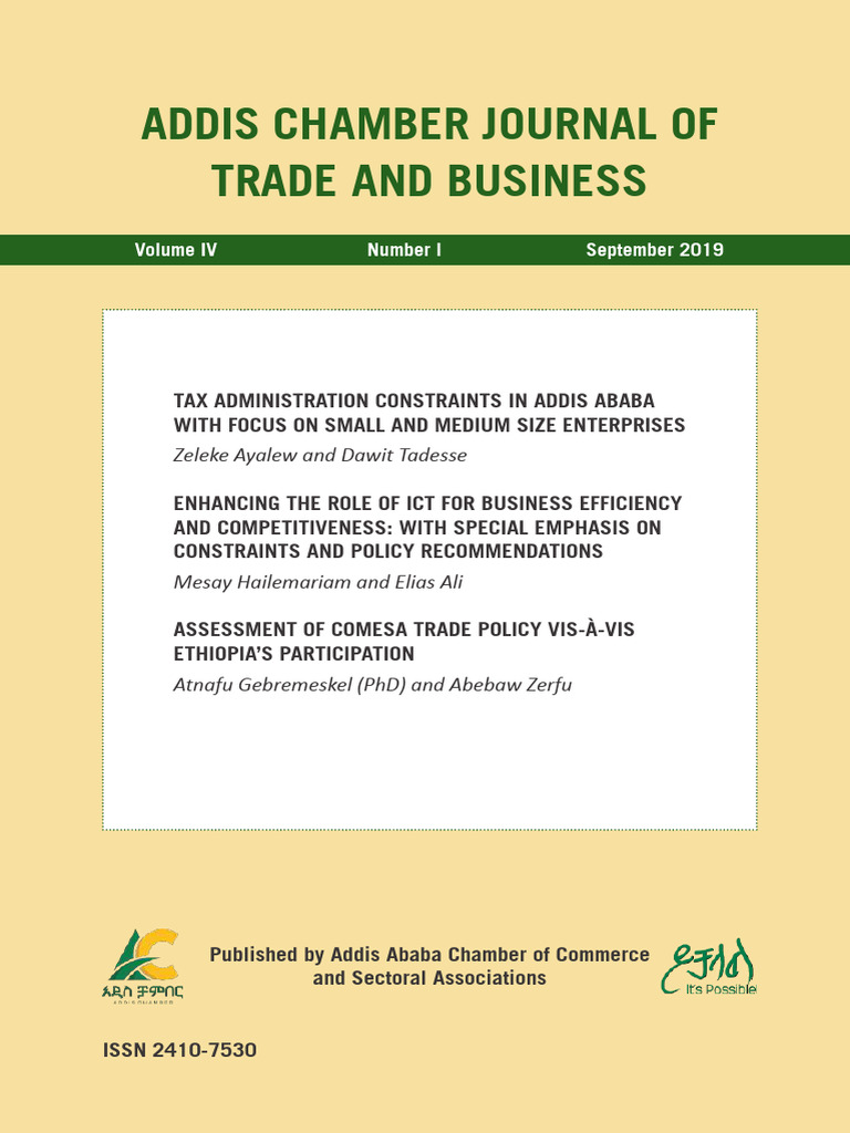 2019 Addis Chamber Journal of Trade and Business Volume 4 | PDF | Taxes ...