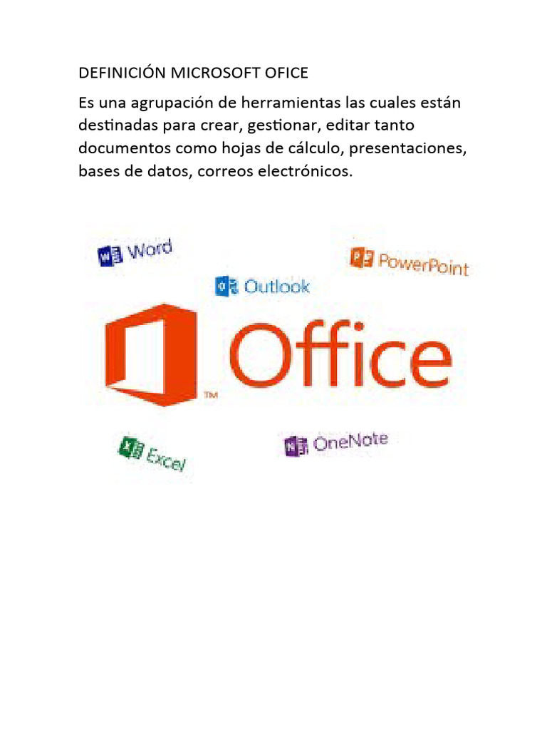 DEFINICIÓN MICROSOFT OFICE y APLICACIONES | PDF | Microsoft ...