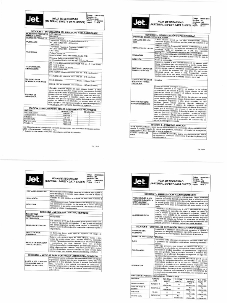 92.MSDS Jet 85MP RS | PDF
