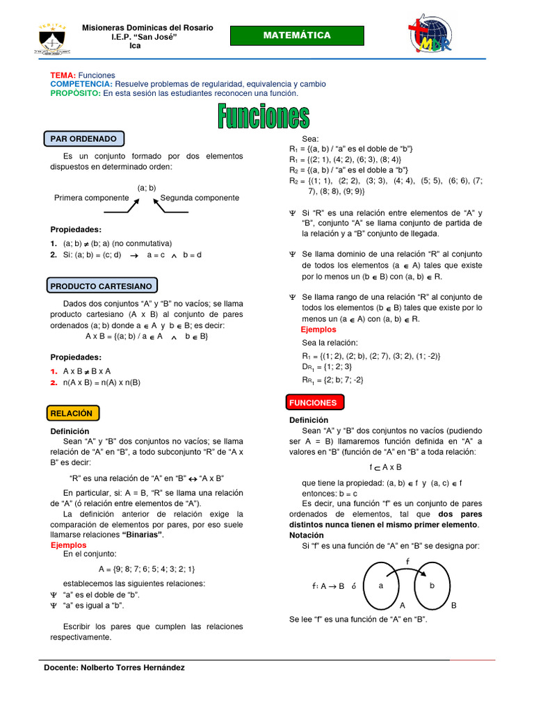 fUNCIONES 5° - 2024 | Descargar gratis PDF | Función (Matemáticas) | Conjunto (Matemáticas)