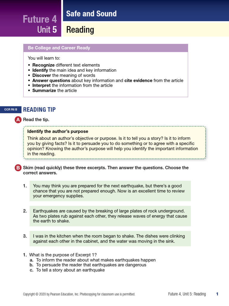 Future 04 2e U05 CCRSPlus | PDF | Earthquakes