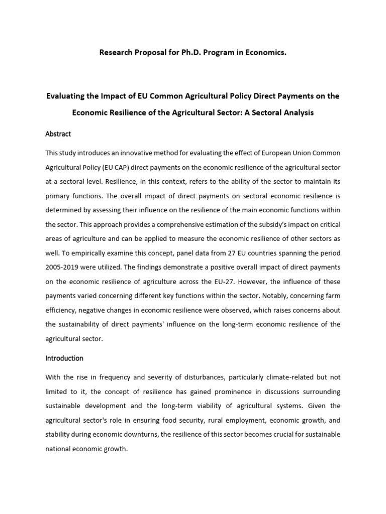 Research Proposal For Ph.D. Economics | PDF | Climate Resilience ...