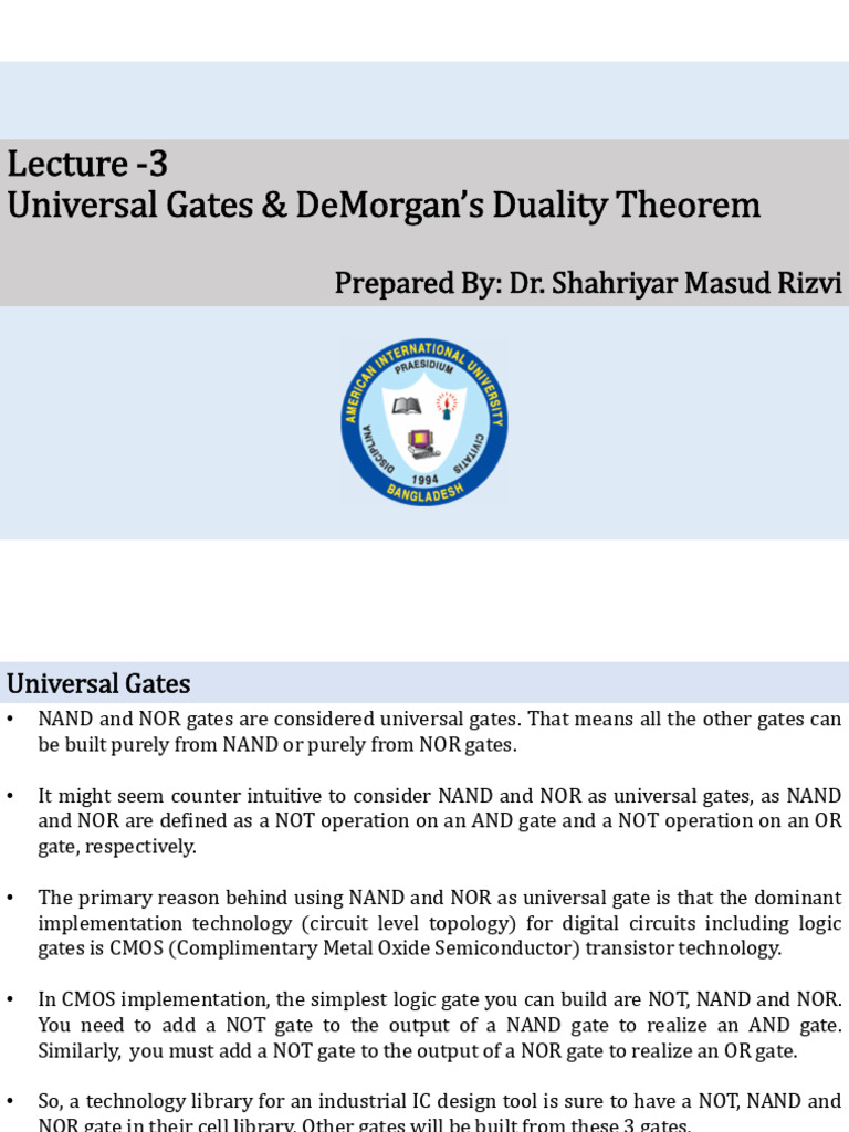 SP24 Mid Lecture 3 (1) | Download Free PDF | Logic Gate | Cmos