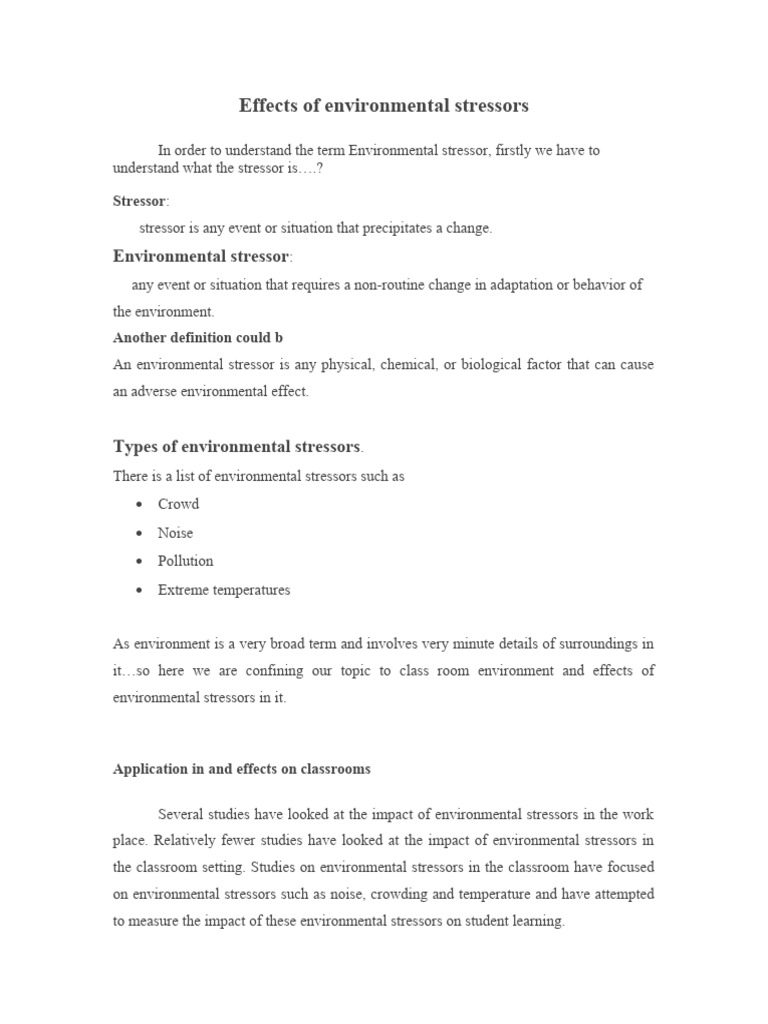 environmental stressor | PDF | Classroom | Noise