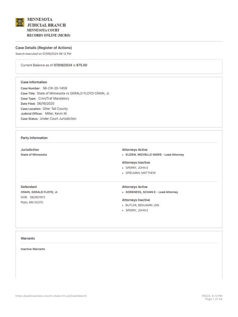 Case Search - Minnesota Court Records Online (MCRO) 2 | PDF | Appeal | Bail