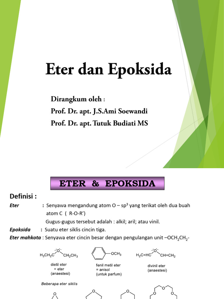 Eter dan Epoksida: Definisi, Sintesis, dan Reaksi | PDF | Sains ...
