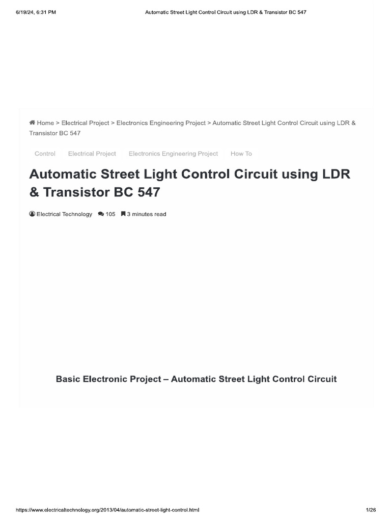 Automatic Street Light | PDF