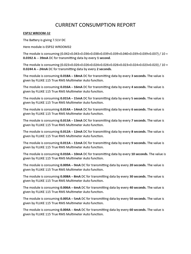 Current Consumption For Data Transmission Over ESP32 Using BLE | PDF ...