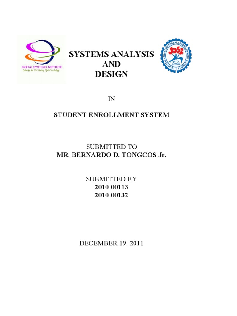 Systems Analysis AND Design: Student Enrollment System | PDF | Digital ...