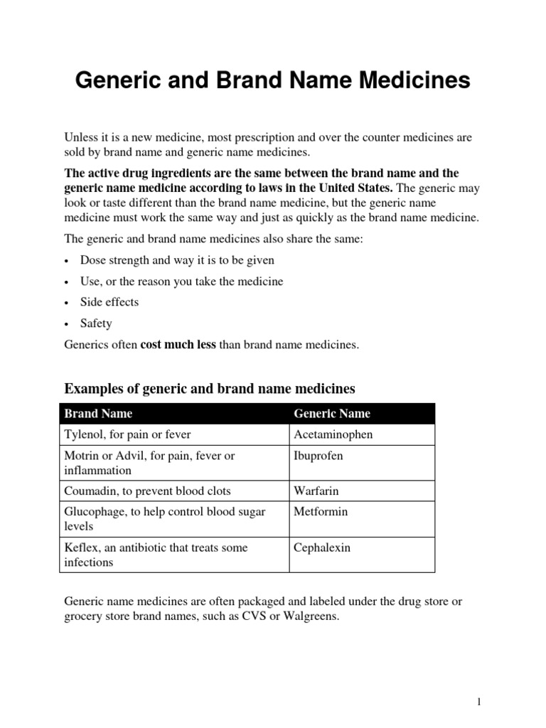 Understanding Generic vs. Brand Medicines | PDF | Medicine | Generic Drug