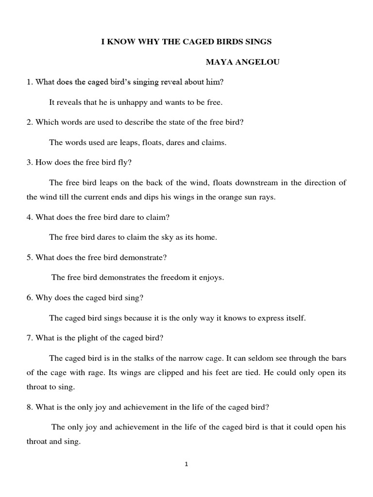 Poem - I Know Why The Caged Birds Sing | PDF | Poetry | Classics