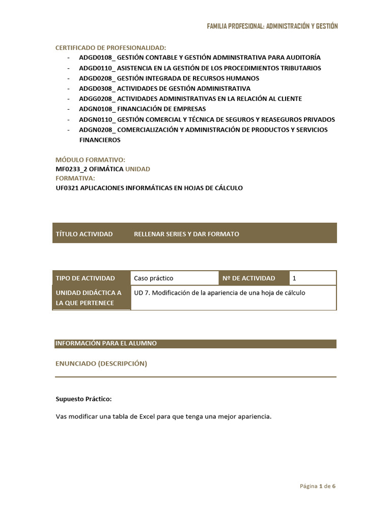 UF0321 - UD7 - ACTIVIDAD1 - Caso Práctico Alumno | PDF | Hoja de ...