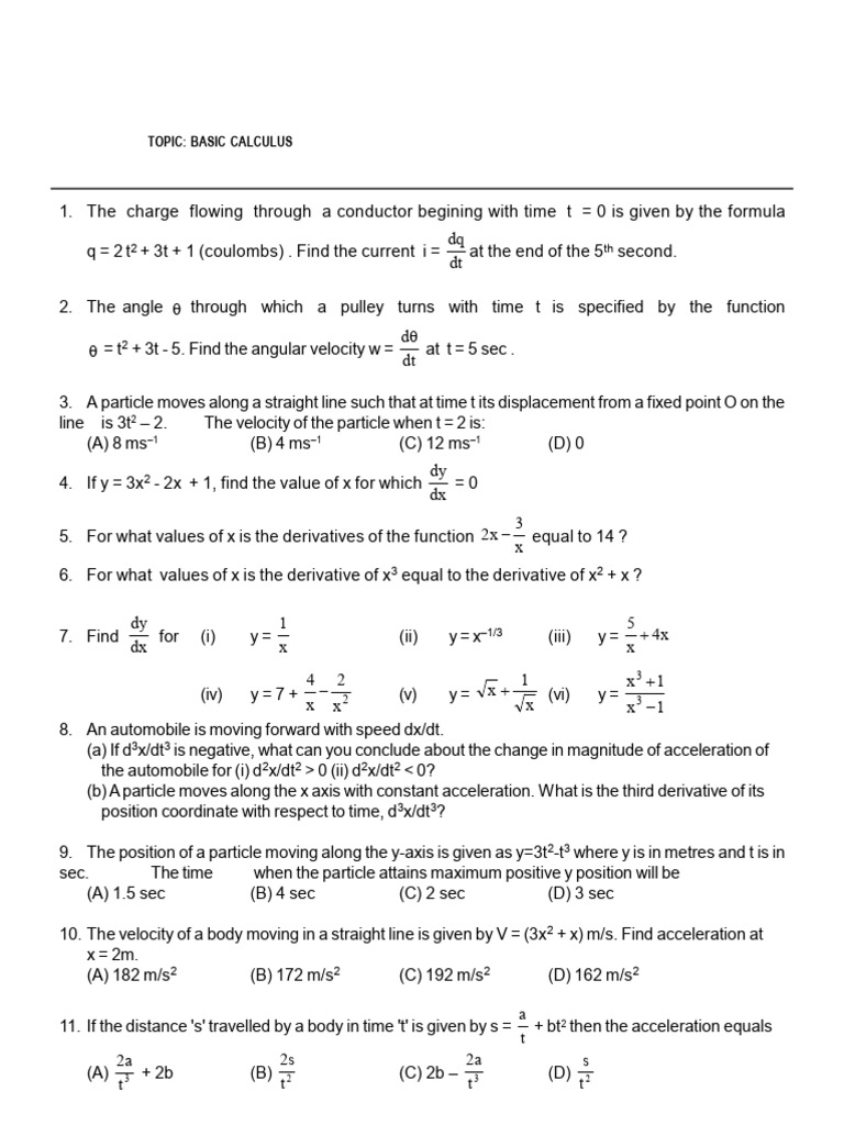 Basic Maths Calculus 1 | PDF | Velocity | Mechanical Engineering