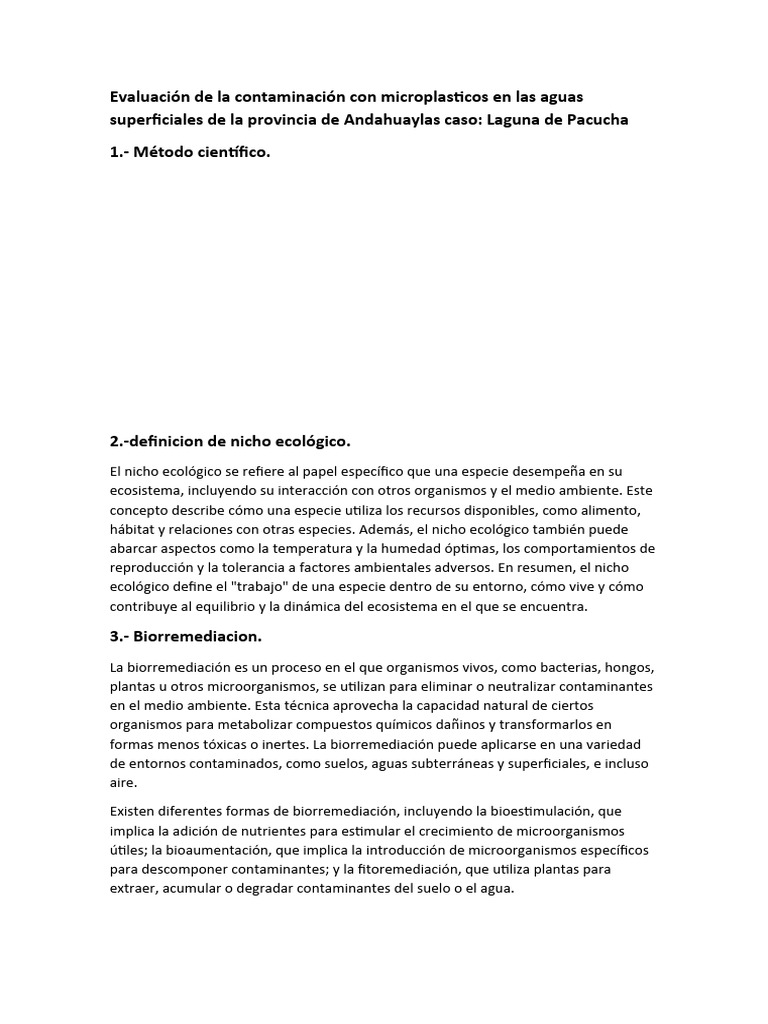 Evaluación de La Contaminación Con Microplasticos en Las Aguas ...