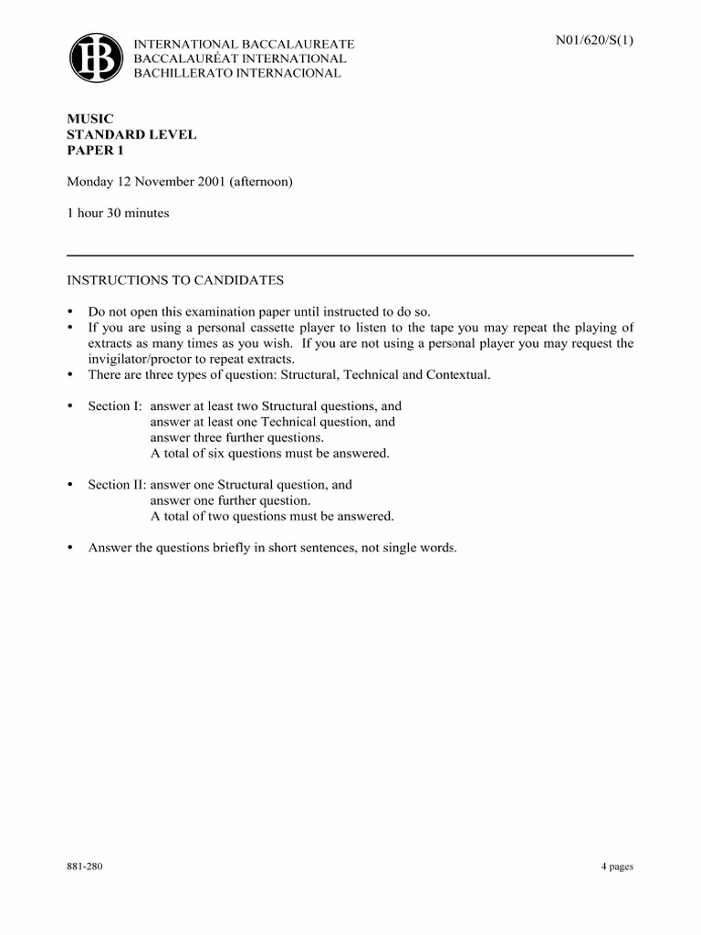 Music Paper 1 SL | PDF