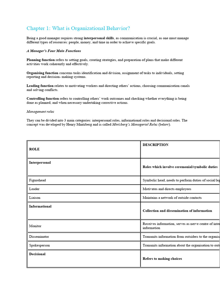 Reading Assignment 3 Chapter 1 What is Organizational Behaviour | PDF | Communication | Knowledge