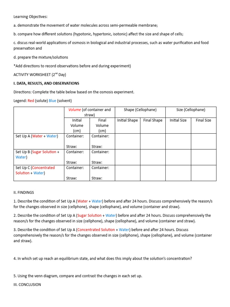 Activity Guide 2 Osmosis Download Free Pdf Osmosis Biology