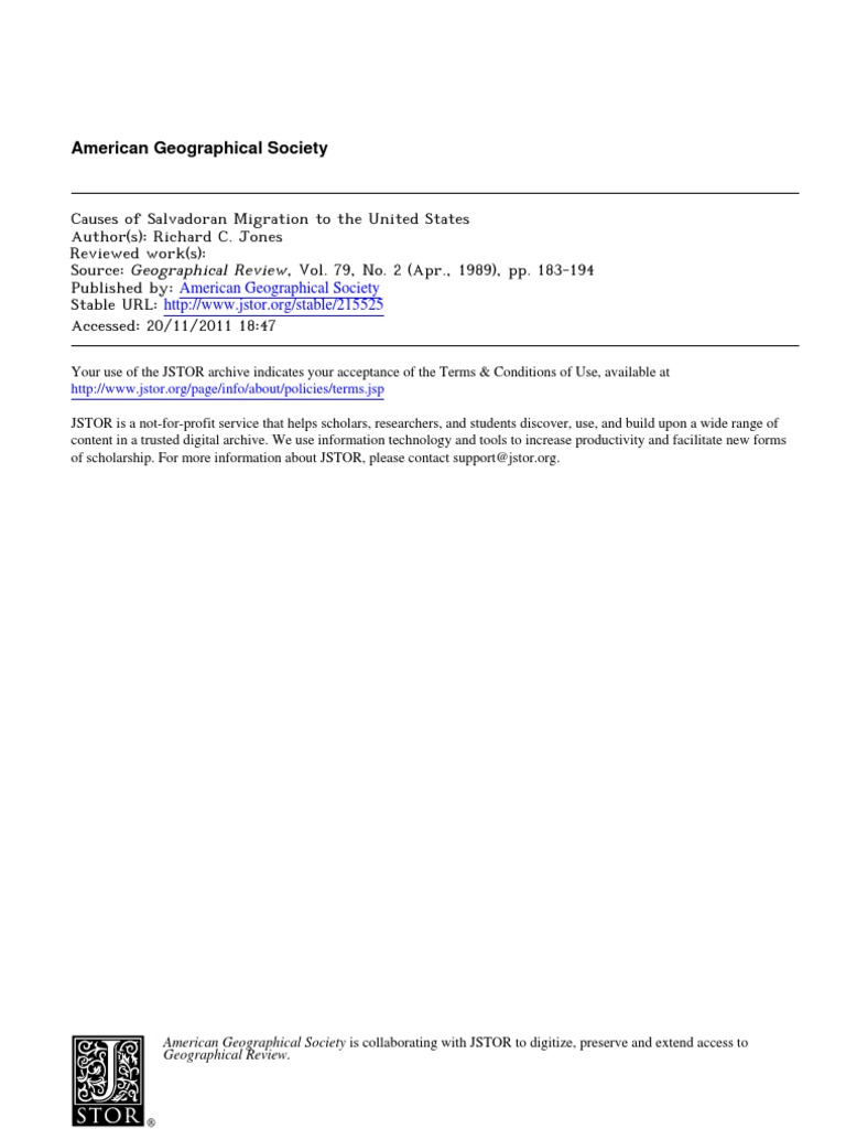 Causes of Salvadoran Migration To The United States | PDF | Immigration ...
