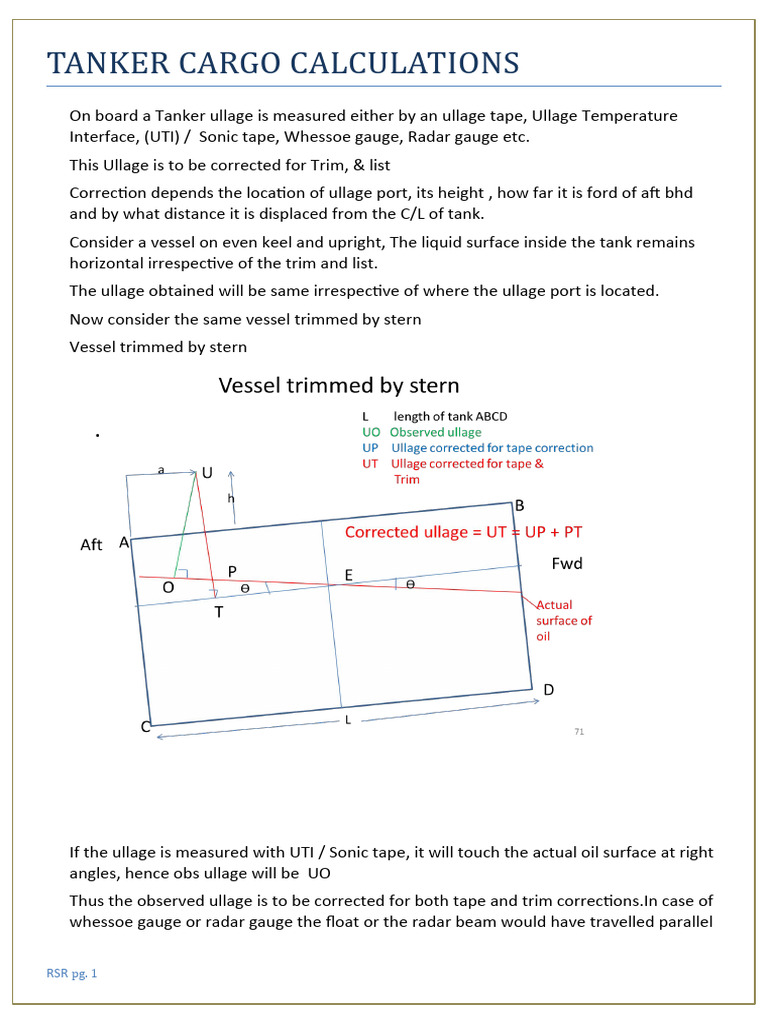 Tanker Cargo Calculations 1 | PDF | Naval Architecture