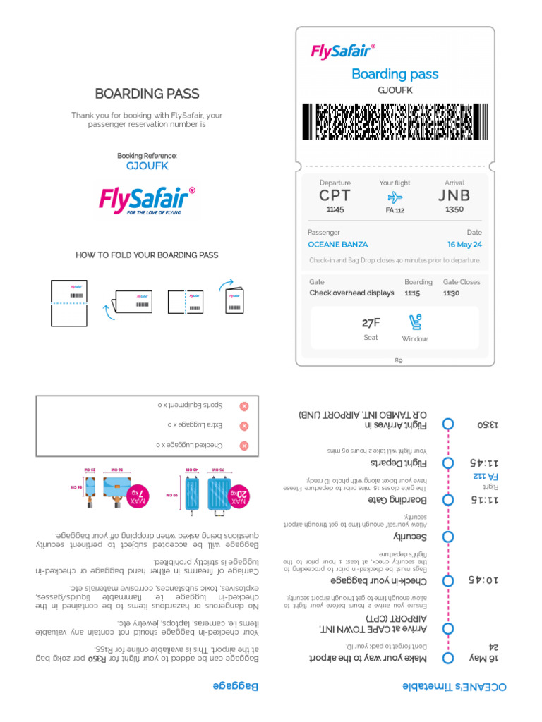 Boarding Pass GJOUFK | PDF | Baggage | Aviation