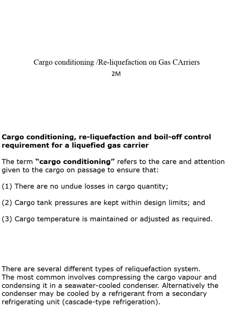 Cargo Conditioning and Reliquefaction Systems | PDF | Liquefied Natural ...