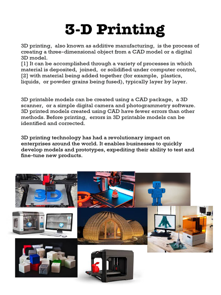 3D Printing | PDF | 3 D Printing | Secondary Sector Of The Economy