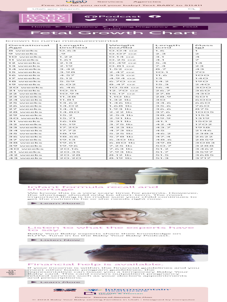 Fetal Chart From Baby My Baby | PDF | Pregnancy | Fetus