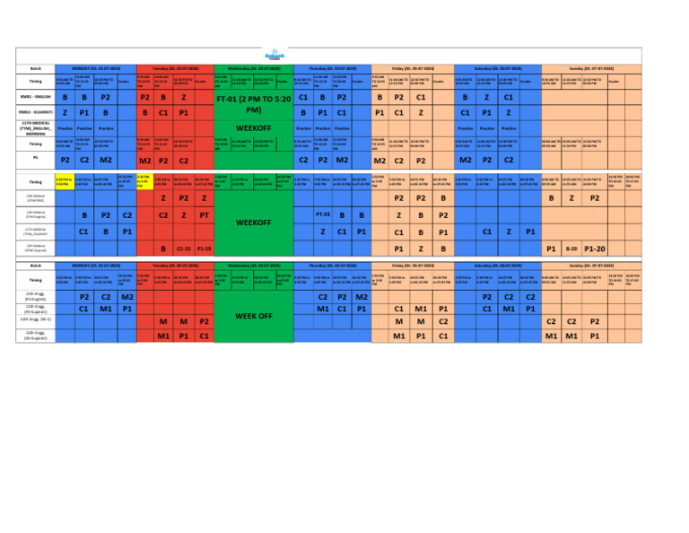 Time Table Medical Engg. 01-07-2024 | PDF Time Table Medical Engg. 01-07-2024 | PDF