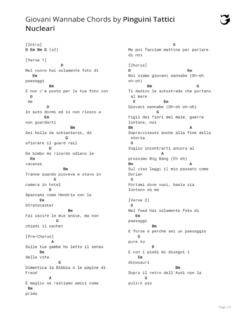 Giovani Wannabe Chords | PDF