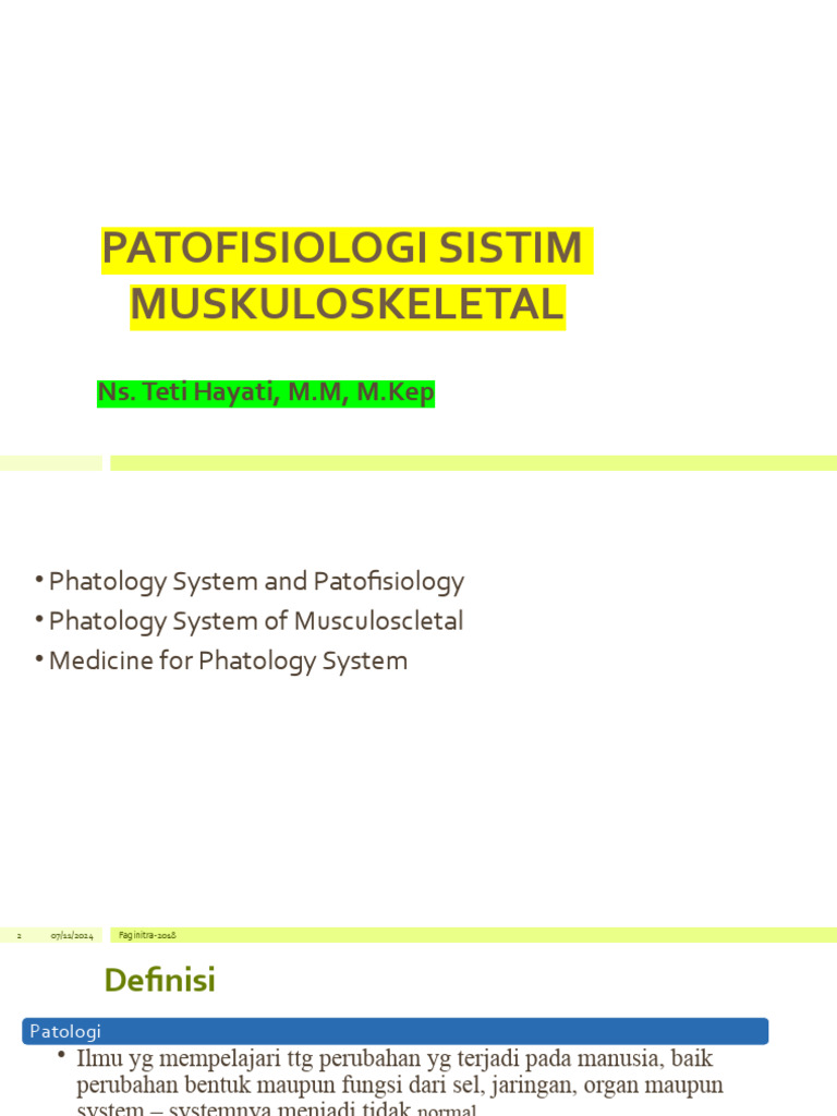Patofisiologi - Sistem - Muskuloskeletal 2023 | PDF | Kesehatan Holistik