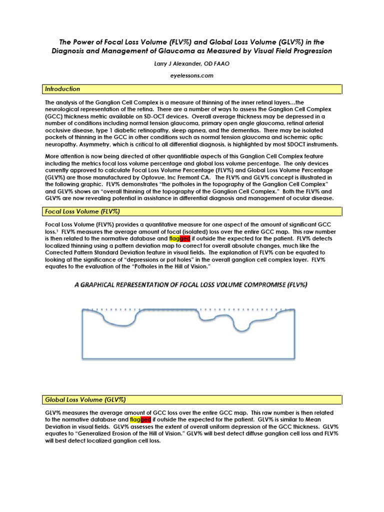 FLV% and GLV% in Glaucoma Diagnosis | PDF | Receiver Operating Characteristic | Sensitivity And ...