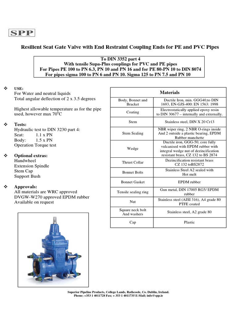 End Restraint Gate Valves | PDF | Pipe (Fluid Conveyance) | Valve