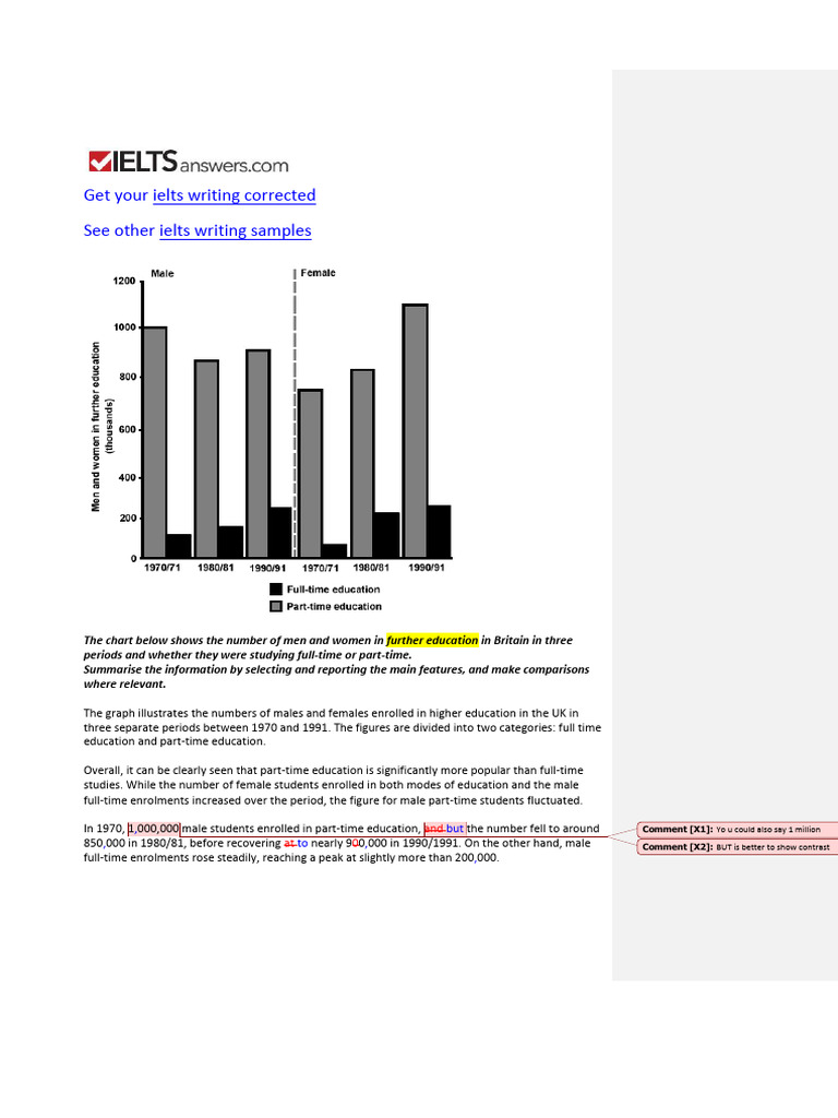 Ielts Reports Men and Women Education Comparision | PDF