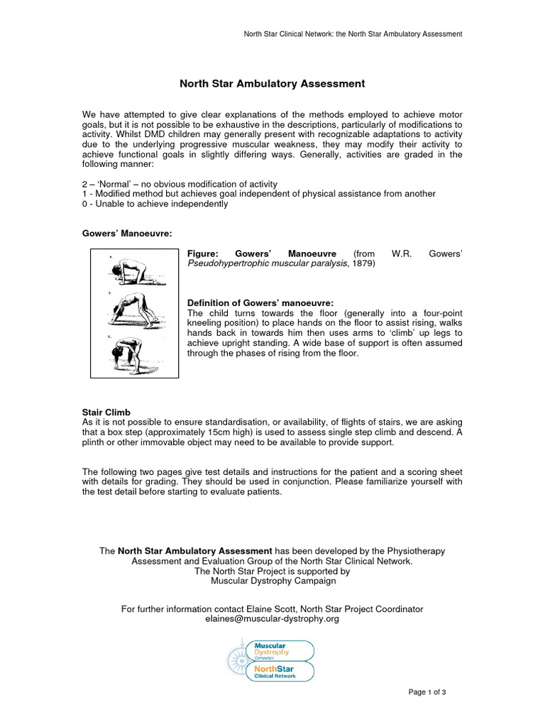 North Star Ambulatory Assessment Guide | PDF | Anatomical Terms Of ...